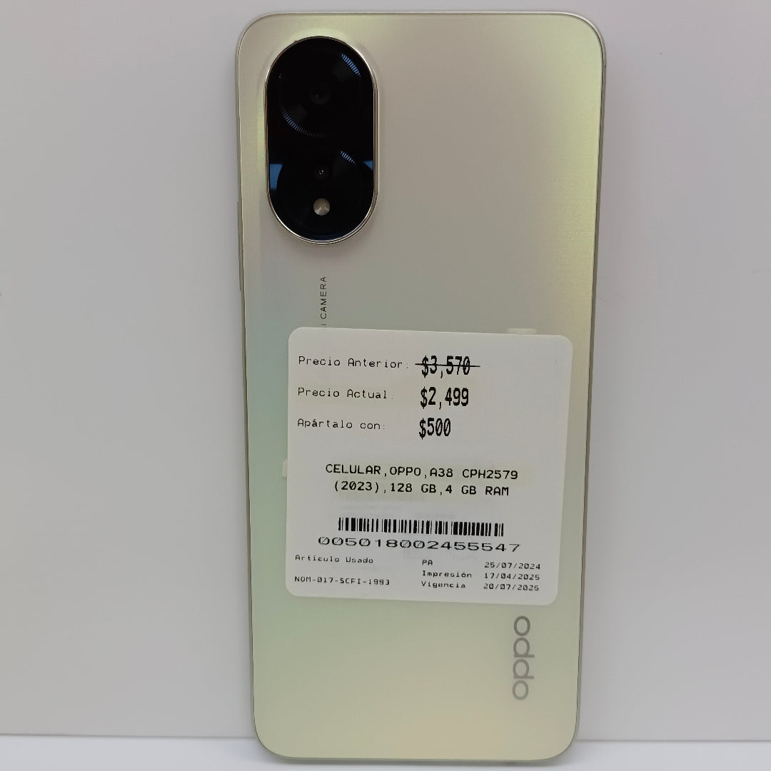 CELULAR OPPO A38 CPH2579 (2023) 128 GB 4 GB RAM (SEMINUEVO) – Tienda Dondé